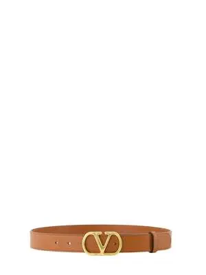 Valentino Garavani Vlogo Reversible Leather Belt With Logo Buckle - Brown