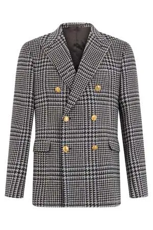 SLOWEAR Checked Wool Double-breasted Blazer - Multicolor