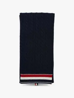 Thom Browne Cable And Rib Wool Scarf - Navy