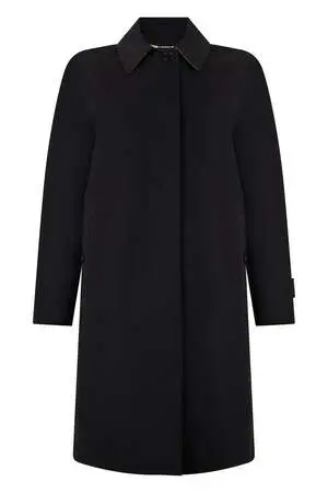 Burberry Long Cotton Trench Coat With Classic Collar - Black