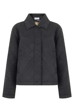 Burberry Quilted Button-front Jacket With Lapels