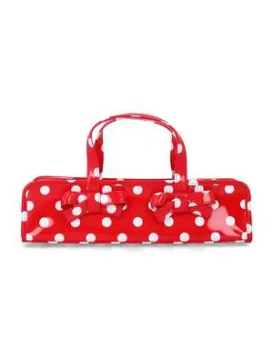 Comme Des Garçons Mini Glossy Polka-dot Handbag With Bow-accented Double Handles