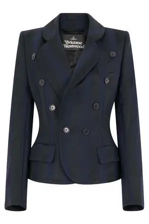 VIVIENNE WESTWOOD Striped Double-breasted Tailored Jacket - Blue