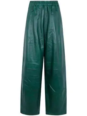 THE FRANKIE SHOP Oakdale Tailored Leather Trousers With Zip And Button - Green