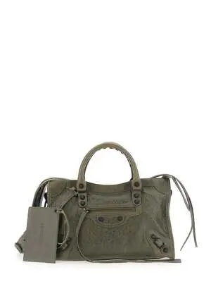 Balenciaga Leather Top Handle Bag With Mirror Detail - Green