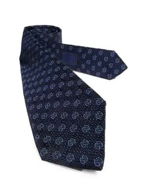 Gucci Gg-jacquard Silk Tie - Navy
