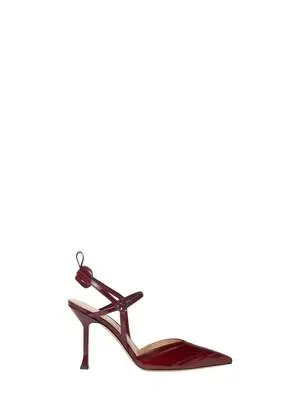Fendi Very Colibrì Mini Slingback Pumps In Burgundy Calf Leather With 95mm Stiletto Heel - Bordeaux