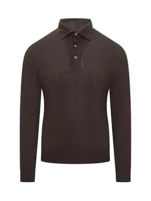 FILIPPO DE LAURENTIIS Wool-silk Polo Shirt With Elevated Collar