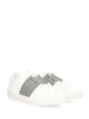 Valentino Garavani Calf Leather Open Sneaker - Bianco/dark Steel