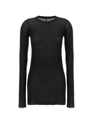Rick Owens Ribbed Long-sleeve Crewneck Top - Black