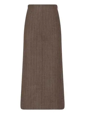 MAISON MARGIELA Herringbone Wool Maxi Skirt - Brown