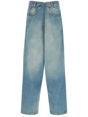 MAISON MARGIELA Wide-leg Wrap Jeans In Light Blue Washed Cotton Denim - Denim Blue