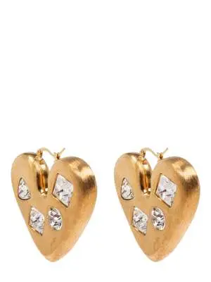 Jacquemus Crystal-accent Heart Drop Earrings - Gold