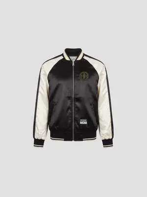 EVISU Embroidered Souvenir Jacket In Whale Motif Satin