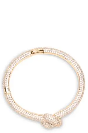 SELF-PORTRAIT Elegant Knot Crystal Bracelet With Metallic Finish