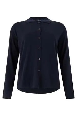 Max Mara Long-sleeve Button Polo Sweater - Blue