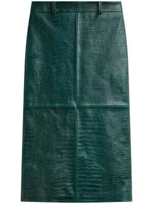 THE FRANKIE SHOP Taney Pencil-cut Mini Skirt In Crocodile-effect Leather