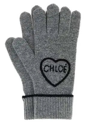 Chloé Wool Blend Cashmere Gloves For - Grey