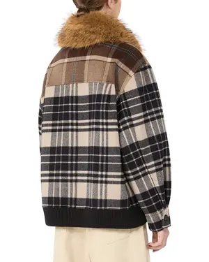 Max Mara Wkddivina Faux Fur Collar Bomber Jacket - Brown
