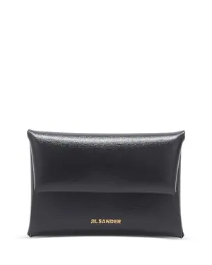 JIL SANDER Leather Envelope Snap Wallet - Black