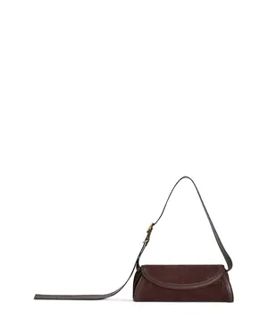 JIL SANDER Cannolo Small Suede Shoulder Bag - Chocolate