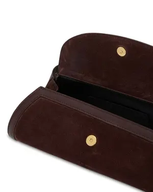 JIL SANDER Cannolo Small Suede Shoulder Bag - Chocolate