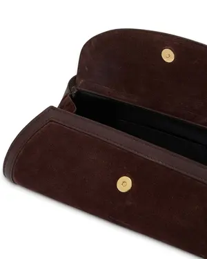 JIL SANDER Cannolo Small Suede Shoulder Bag - Chocolate