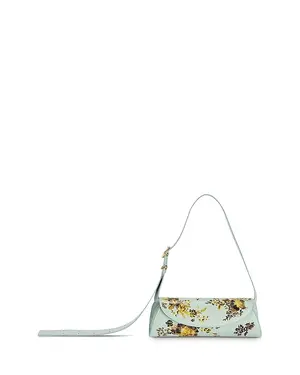 JIL SANDER Cannolo Small Floral Print Leather Shoulder Bag - Jade