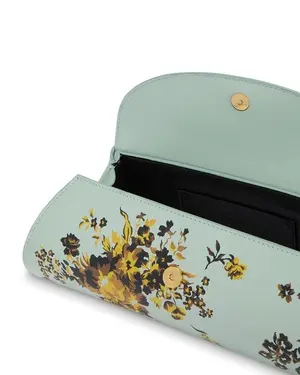 JIL SANDER Cannolo Small Floral Print Leather Shoulder Bag - Jade
