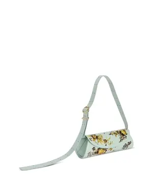JIL SANDER Cannolo Small Floral Print Leather Shoulder Bag - Jade