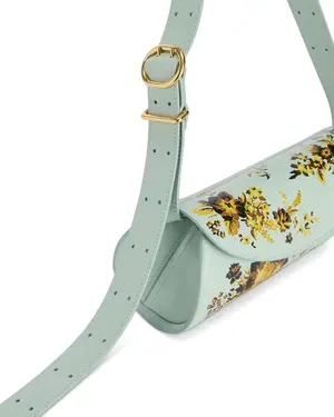 JIL SANDER Cannolo Small Floral Print Leather Shoulder Bag - Jade