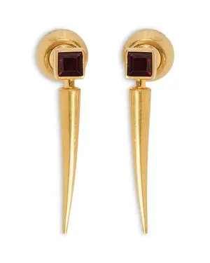 JIL SANDER Garnet Spiked Drop Earrings - Gold