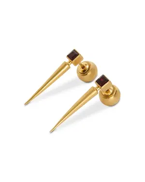 JIL SANDER Garnet Spiked Drop Earrings