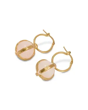 JIL SANDER Rose Quartz Charm Hoop Earrings