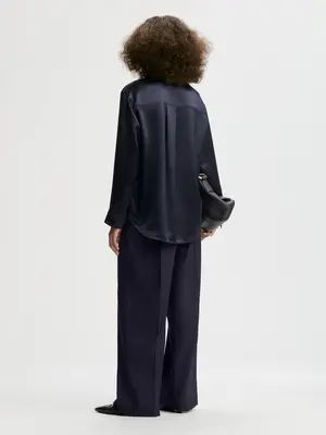 BY MALENE BIRGER Audrey Satin Shirt - Night Sky