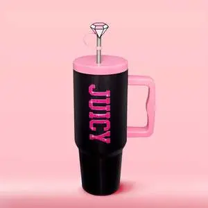 YMF Goglam Hydration Bling Stainless Steel Tumbler With Handle And Straw With Topper - Black