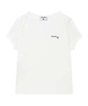 Miu Miu Petit Bateau X Stretch Jersey Regular T-shirt - White