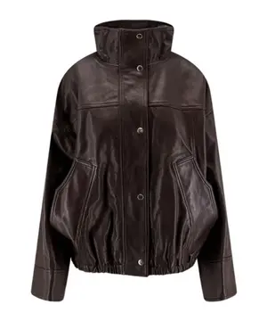 RÓHE Long-sleeved Leather Jacket - Black