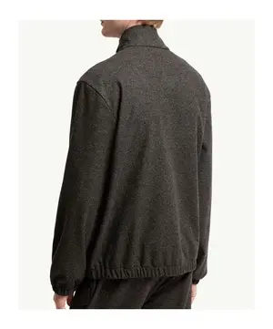 Moncler Leather Logo Zip-up Cardigan - Dark Gray