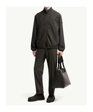 Moncler Leather Logo Zip-up Cardigan - Dark Gray