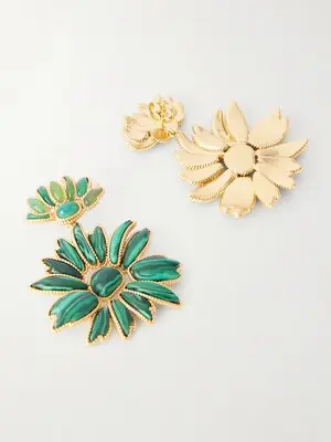 Zimmermann Draped Floral Malachite Earrings