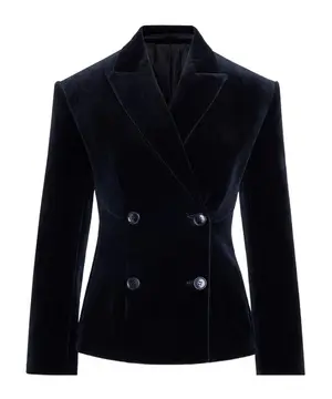 Alaïa Cotton Velvet Double-breasted Jacket - Black