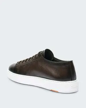 Santoni Heren Sneaker In Bruin Leer