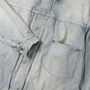 A.PRESSE Effect Pleated Denim Jacket - Bleached