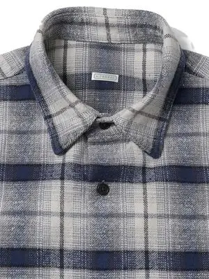 A.PRESSE Checked Long-sleeve Shirt - Navy Blue