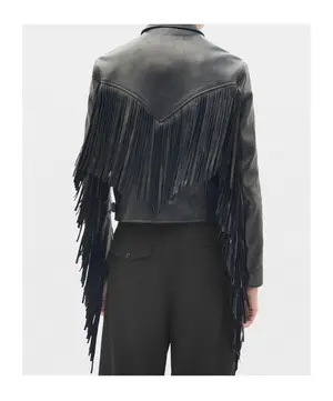 ANN DEMEULEMEESTER Karlo Slim Fit Zipped Biker With Fringes