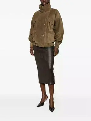 Saint Laurent Suede Double-breasted Jacket - Green