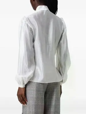 HANITA Pleated Puff-sleeve Blouse - White