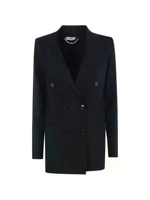 Elisabetta Franchi Double-breasted Knit Blazer - Black
