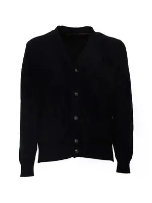 FILIPPO DE LAURENTIIS Ribbed-knit V-neck Cardigan - Blue